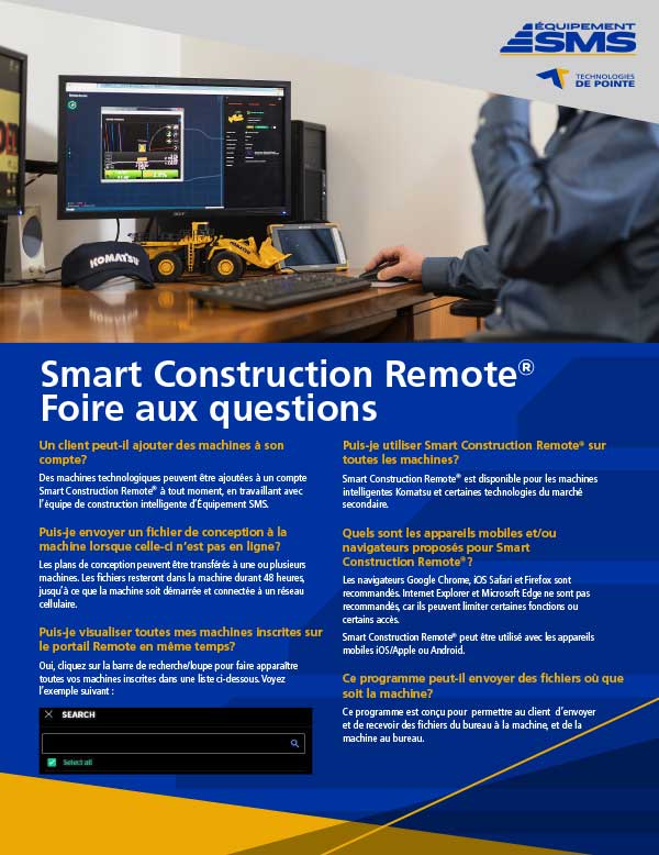 Smart Construction Remote ® Foire aux questions | SMS Equipment