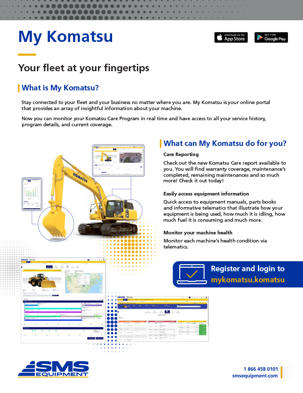 My Komatsu Your fleet at your fingertips | SMS Equipment