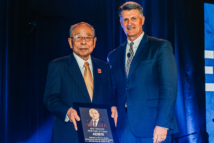 Takeuchi founder inducted into AEM Hall of Fame | SMS Equipment